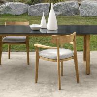 China Garden Wooden Teak Wood Table Chair Set Outdoor Foam water-resistant Fabric Cushion for Specific in Restaurant and Leisure for sale