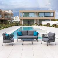 China Villa Outdoor Outdoor Rattan Weaving Garden Chair Sofa Set with Water-Resistant Cushion for sale
