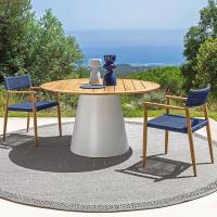 China Customized Color Garden Outdoor Luxury Teak wood Dining Chair With Rope Weaving Armrest for sale