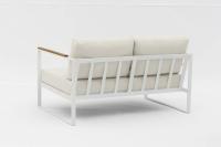 China Outdoor Garden Furniture White Aluminum Sofa Set with OutdoorFoam Cushion and Water-Resistant Fabric for sale