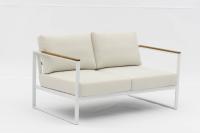 China Outdoor Garden Furniture White Aluminum Sofa Set with OutdoorFoam Cushion and Water-Resistant Fabric for sale