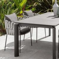 China Aluminum Frame Armrest Chairs and Extendable Table for Outdoor Patio Furniture in Hotel Restaurant Banquet Function for sale
