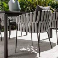 China Aluminum Frame Armrest Chairs and Extendable Table for Outdoor Patio Furniture in Hotel Restaurant Banquet Function for sale