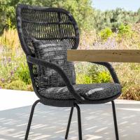 China Modern Style Outdoor Furniture Hotel Patio Dining Set with Aluminum Rope Chairs and Armrest for sale