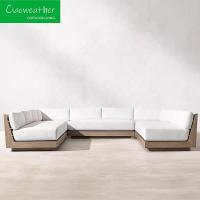 China Hotel Restaurant Banquet Teak Rattan Sofa with Outdoor Foam and Water-Resistant Fabric for sale