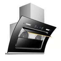 China Aluminum Housing Modern Kitchen Chimney Custom Island Curve Glass Range Hood Extractor for sale