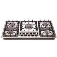 China Protective Case Tempered Glass 5 Burner Gas Cooker Stove for Kitchen Cooking Appliance for sale