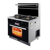China Flameout Protection Home Kitchen 3 in 1 Integrated Stove with Heating Cabinet and Downdraft Suction Range Hood for sale