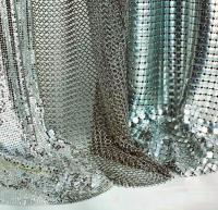 China Metallic Sequined Aluminum Mesh Shower Curtain , Mesh Drapery Fabric Soft Texture for sale