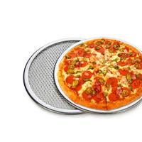 China Durable 16 Inch Pizza Mesh Screen Metal Tray Seamless Aluminum Rim FDA Certificated  for sale