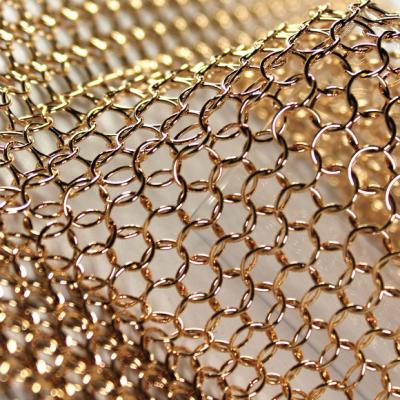 China Bronze Color Chain Mail Ring Metal Mesh Curtain Panels For Space Divider for sale