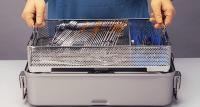 China Welded / Perforated Endoscopes Sterilization Trays , Sterilization Baskets Stainless Steel for sale