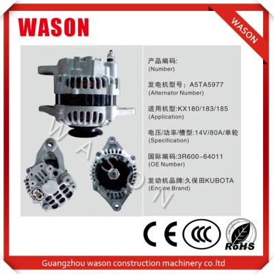 China Kubota Engine A5TA5977 Excavator Alternator 3R600-64011 Kubota Tractor Alternator for sale