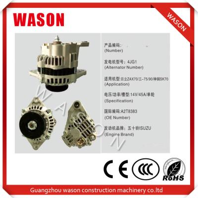 China Isuzu 4JG1 42T8383 Excavator Alternator Isuzu Spare Parts Metal Material for sale