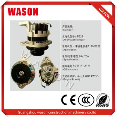 China Daewoo Spare Parts Excavator Alternator  65-26101-7153 65261017153 65261017253 for sale