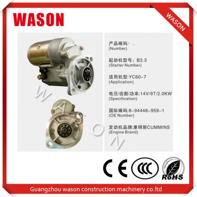 China Yuchai Excavator Parts Starter Motor For CUMMINS 8-94448-959-1 8944489591 for sale