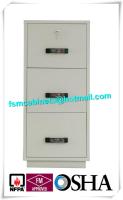 China Steel 3 Drawer Fireproof Safety Cabinet , Fire Resistant File Cabinet For Paper Documents for sale
