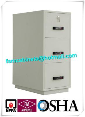 China Steel 3 Drawer Fireproof Safety Cabinet , Fire Resistant File Cabinet For Paper Documents for sale