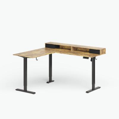 China Rustic Brown Electric Standing Desk With Storage Single Motor  With 2 Stages 80KG Max Load for sale