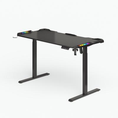 China 1400*700mm Smart Electric Gaming Desk With Black Carbon Fiber Texture for sale