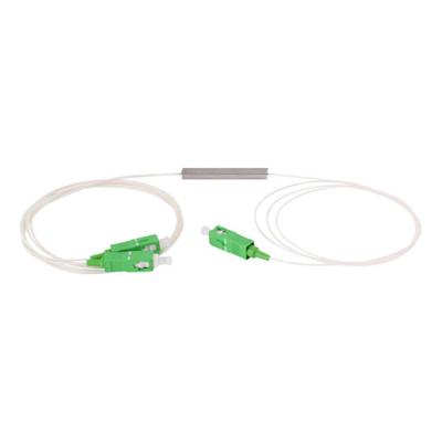 China 1×2 PLC Splitter Single Mode Blockless Fiber Optic Coupler with 1260~1650nm Wavelength for sale