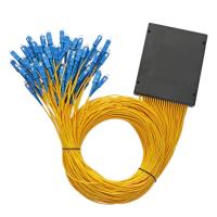 China 1×64 PLC Optical Splitter ABS Box Type with SC Connector for FTTH and PON Applications for sale