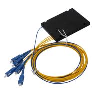 China 1×4 Single Mode PLC Optical Splitter ABS Box Type with SC Connector for FTTH and LAN Applications for sale