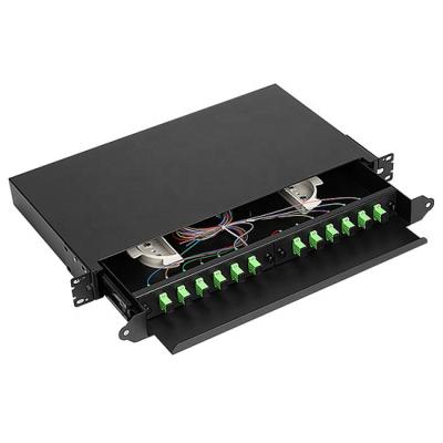 China 12 Core Fiber Optic Patch Panel with SC Simplex Adapters and Cold Roll Steel Construction for sale