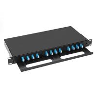 China 12 LC Duplex Ports Fiber Optic Patch Panel with 24 Cores Splicing Capacity and Cold Roll Steel Construction for sale