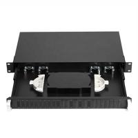 China 1U 24 Port Fiber Optic Patch Panel with Dustproof Covers and Cold Roll Steel Construction for FTTX and Data Centers for sale