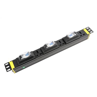 China 1U Thickness 3 Way Output Cabinet PDU with 3P Air Circuit Breaker 250V 10A Universal for sale