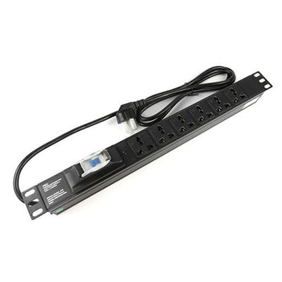 China 1U Thickness 6 Way Output Cabinet PDU with Power Light and 1P Air Circuit Breaker 250V 10A Universal for sale
