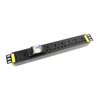 China 1U Thickness 6 Way Cabinet PDU with Earth Leakage Protection and 16A Rated Current for Data Centers for sale