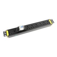 China 1.5U 6 Way Cabinet PDU with Earth Leakage Protection and Universal 250V 16A Power Distribution Unit for sale