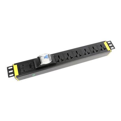 China 1.5U 6 Way Cabinet PDU with Earth Leakage Protection and Universal 250V 16A Power Distribution Unit for sale