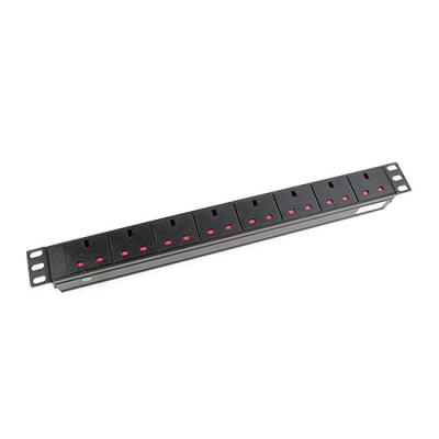 China 1U Thickness 8 Way Cabinet PDU Power Distribution Unit with 250V 13A UK Socket for sale