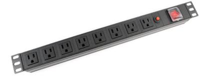 China 1U Thickness 8 Way Output Cabinet PDU with Overload Protection and Switch 125V 15A UL for sale