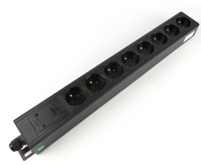 China 1.5U Thickness 8 Way Cabinet PDU Power Distribution Unit with 250V 16A France Socket for sale