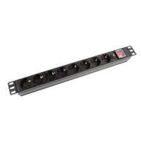 China 8 Way 1U Thickness Schuko PDU Power Strip with Switch and Overload Protection 250V 16A for sale