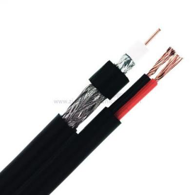 China 75 Ohm Impedance RG59 Siamese Cable with 2x0.75mm2 Power Cores and 95% BC Braid Shield for CCTV for sale