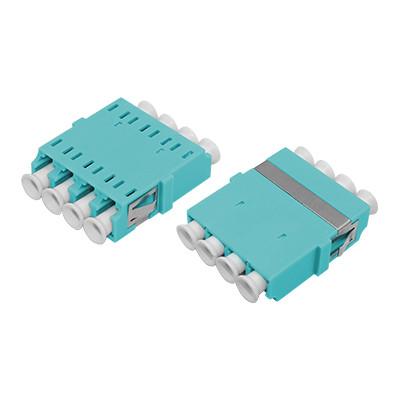 China LC OM3 QUAD One-piece Fiber Optic Adapter with Flange - ≤0.2dB Alternating Loss, Ceramic/Metal Sleeve, -40 to +85℃ for sale