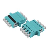 China LC OM3 QUAD Welding Symmetry-type Fiber Optic Adapter with Flange - ≤ 0.2dB Alternating Loss, Ceramic or Metal Sleeve, Wide Operating Temperature for sale