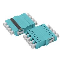China LC OM3 QUAD Welding Symmetry-type Fiber Optic Adapter Without Flange with ≤ 0.2dB Alternating Loss and Ceramic or Metal Sleeve for sale