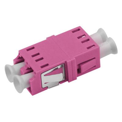 China LC OM4 DX Asymmetric Welding Fiber Optic Adapter with ≤ 0.2dB Alternating Loss and Ceramic or Metal Sleeve for Wide Temperature Range for sale