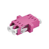 China LC OM4 DX One-piece Fiber Optic Adapter with Flange Featuring ≤ 0.2dB Alternating Loss Ceramic or Metal Sleeve and Wide Operating Temperature for sale