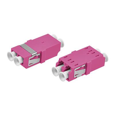 China LC OM4 DX One-piece Fiber Optic Adapter with ≤ 0.2dB Alternating Loss Ceramic or Metal Sleeve and Wide Operating Temperature for sale