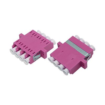 China LC OM4 QUAD One-piece Fiber Optic Adapter with Flange - ≤ 0.2dB Alternating Loss, Ceramic or Metal Sleeve, Wide Operating Temperature (-40 to +85℃) for sale