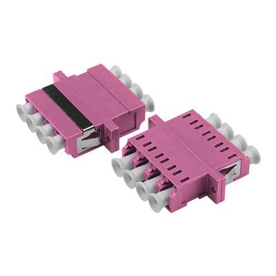 China LC OM4 QUAD Welding Symmetry-type Fiber Optic Adapter with Flange - ≤0.2dB Loss, Ceramic/Metal Sleeve, -40 to +85℃ for sale