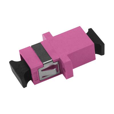 China Ceramic or Plastic SC OM4 SX Fiber Optic Adapter with Flange for ≤ 0.2dB Loss and Single/Dual/4 Core Channels for sale