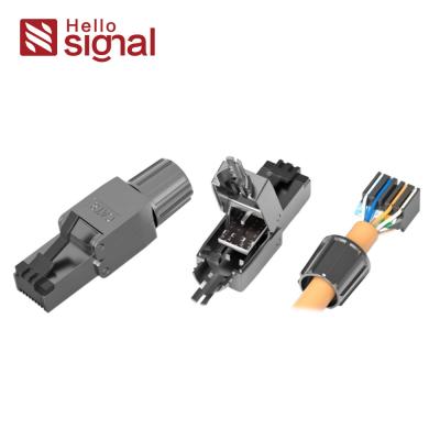 China Soild Zinc Alloy Toolless CAT8 RJ45 Shielded Plug ZC-G40S-4-C8 for sale